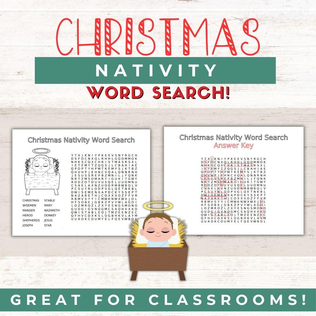 Christmas Nativity Word Search | Christmas Activities | - Etsy