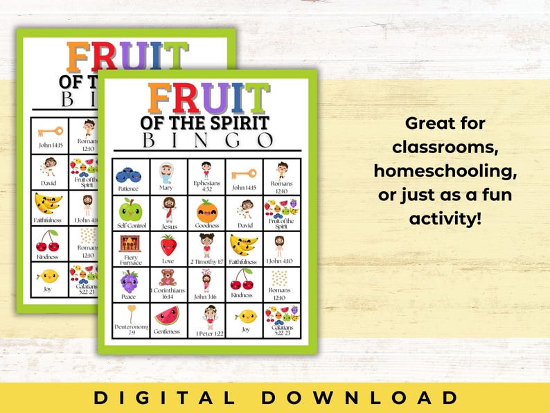 Fruit of the Spirit Bingo | Fruit of the Spirit Printables | Sunday ...