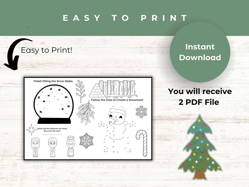 Kids Christmas Activity Printable Placemat | Christmas Coloring ...