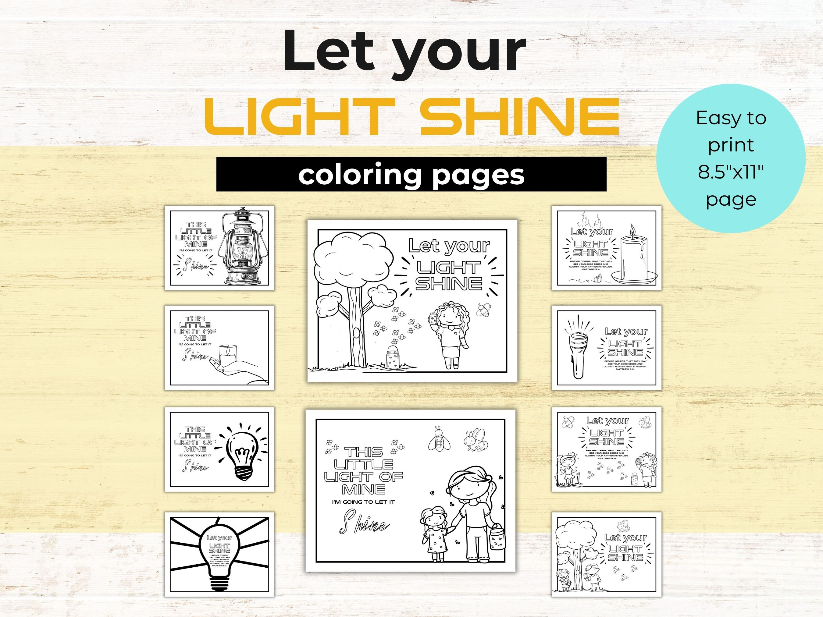 Let Your Light Shine Coloring Page | Matthew 5:16 | Sunday School ...