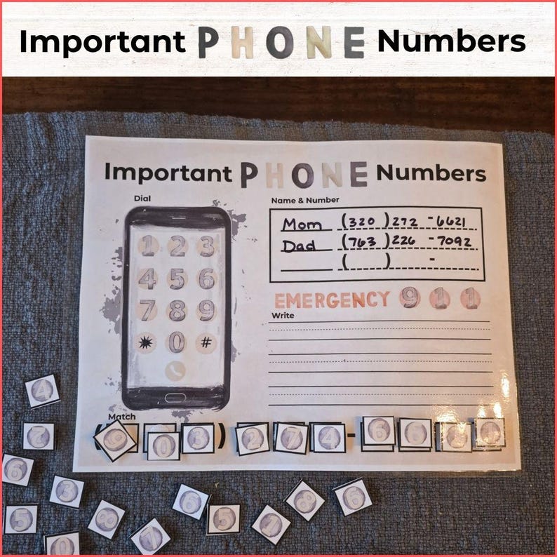 Phone Number Practice Activity: Homeschool & Preschool Learning (PDF ...