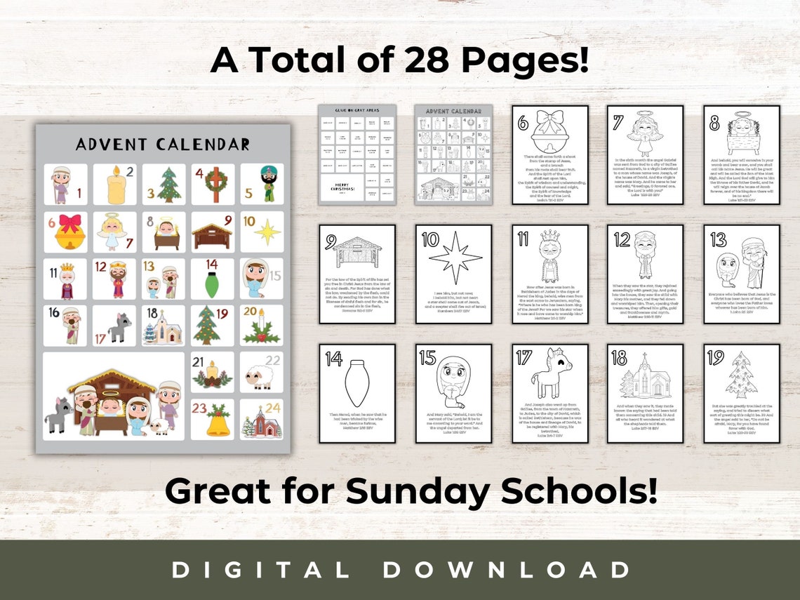 Printable Advent Calendar | Coloring Advent Calendar | Christmas ...