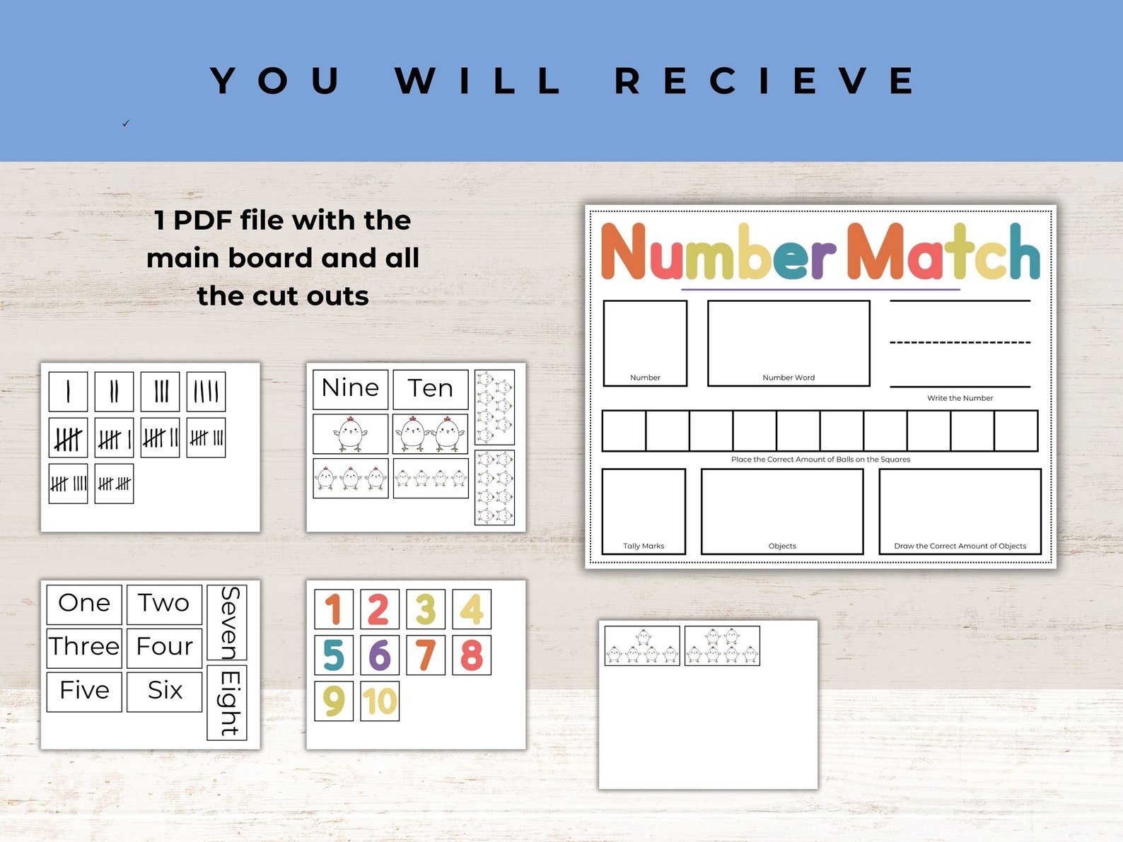 Numbers 1-10 Matching | Number Sense | Counting Activity | Preschool ...