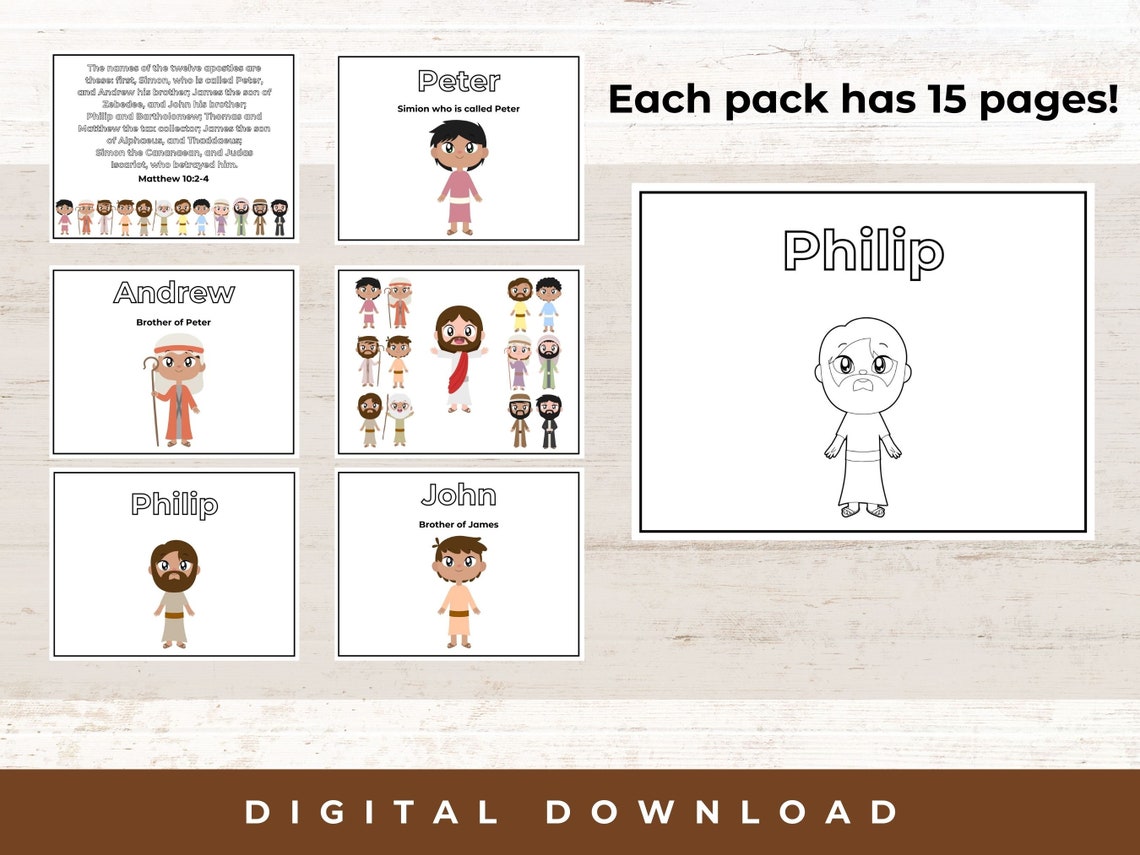 The 12 Disciples Coloring Pages | VBS | Sunday School | Bible Lesson ...