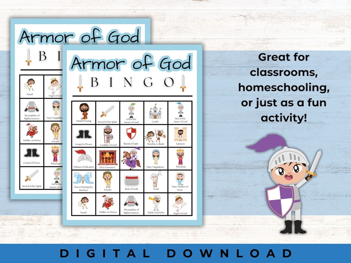 Armor of God Game Armor of God Printable Sunday School Activity BINGO ...