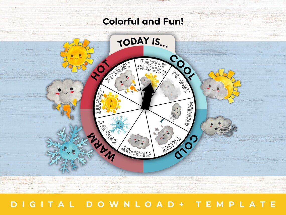 Weather Wheel Printable Weather Wheel Preschool Weather Weather Station ...