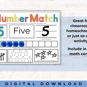 Numbers 1-10 Matching | Number Sense | Counting Activity | Preschool ...