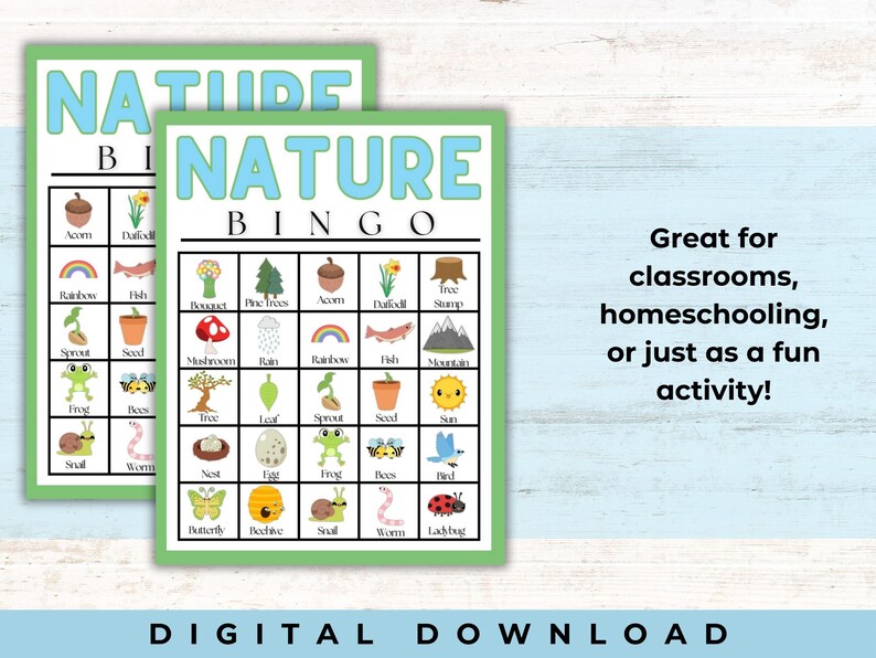 Nature Bingo Printable Nature Study Backyard Scavenger Hunt Outdoor Kid ...