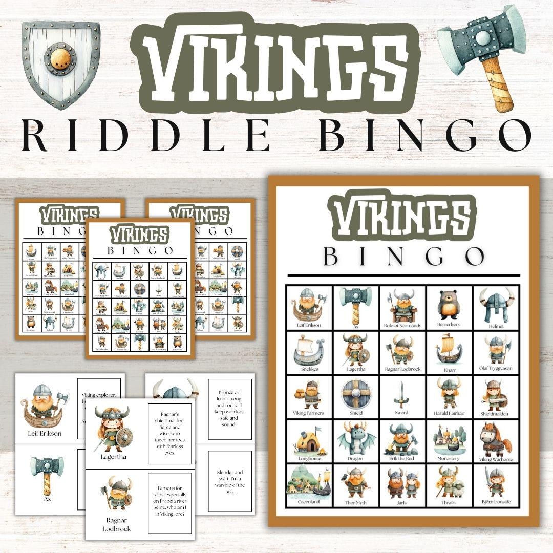 Vikings Bingo | Riddle Review Game | Norse Vikings | - Etsy