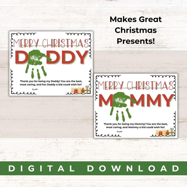 Christmas Handprint Art: Kids' Crafts, Keepsake Gift (PDF Download) - Etsy