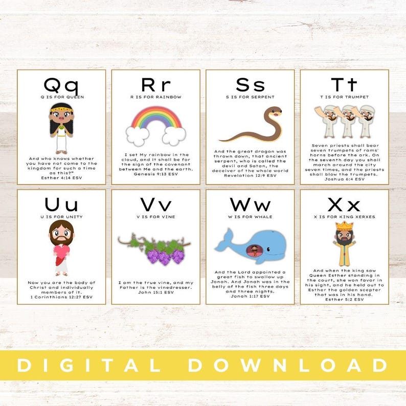ABC Bible Scripture Flash Cards: Kids Coloring Pages (PDF) - Etsy Australia