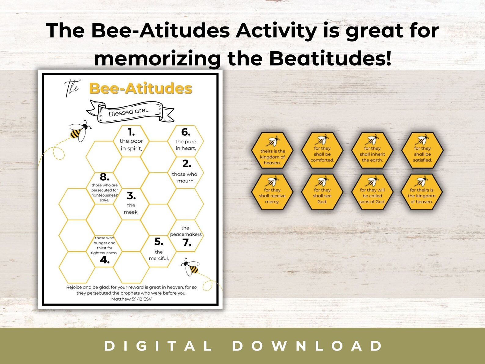 Beatitudes Kids Activity | Coloring Pages | Printable Bible Verse Game ...