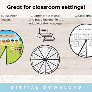 The 12 Disciples Coloring Spinner Wheel | Kids Bible Lesson| Sunday ...