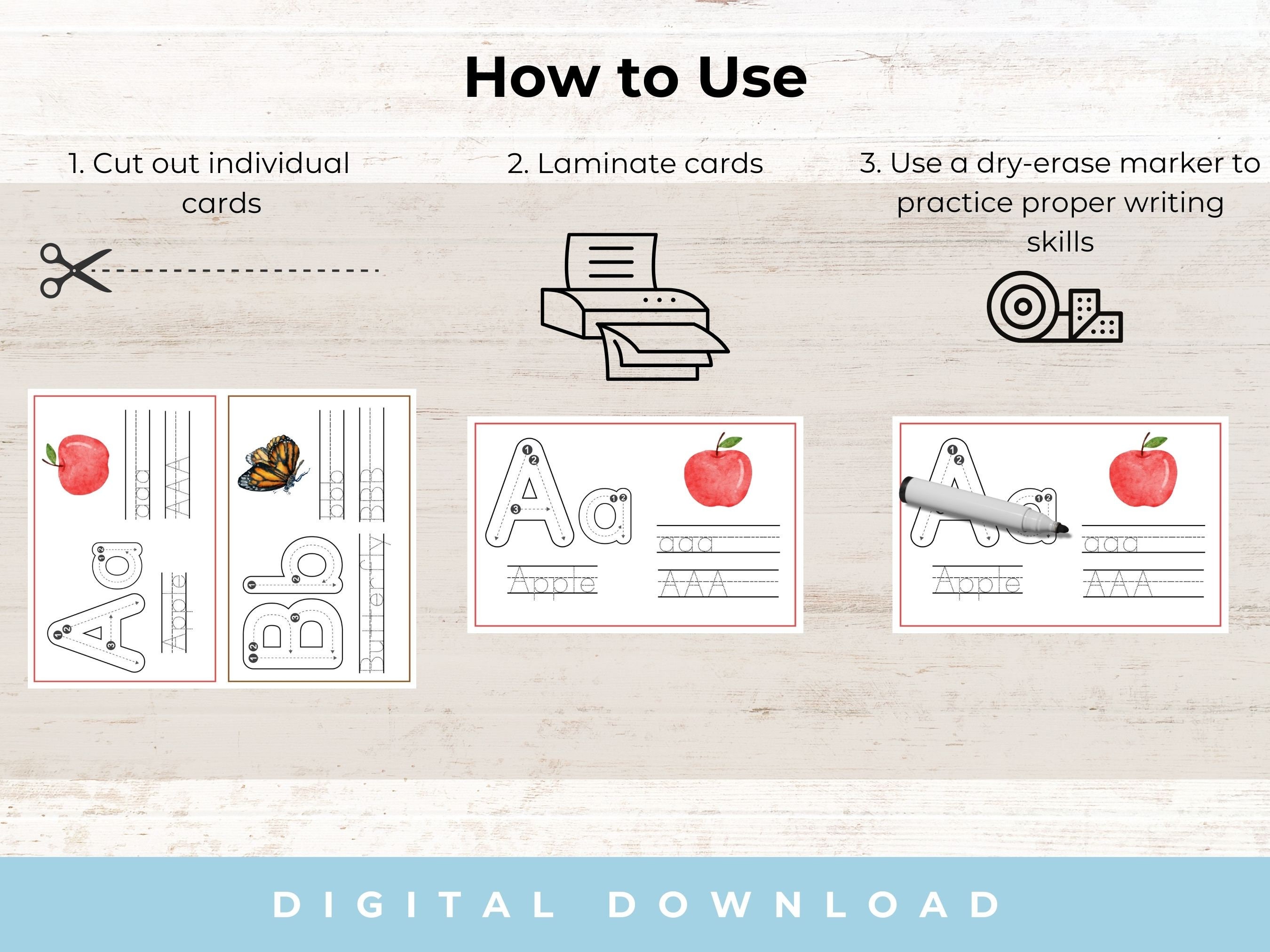 Alphabet Flashcards ABC Cards Jumbo Tracing Cards Play Dough Mats ...