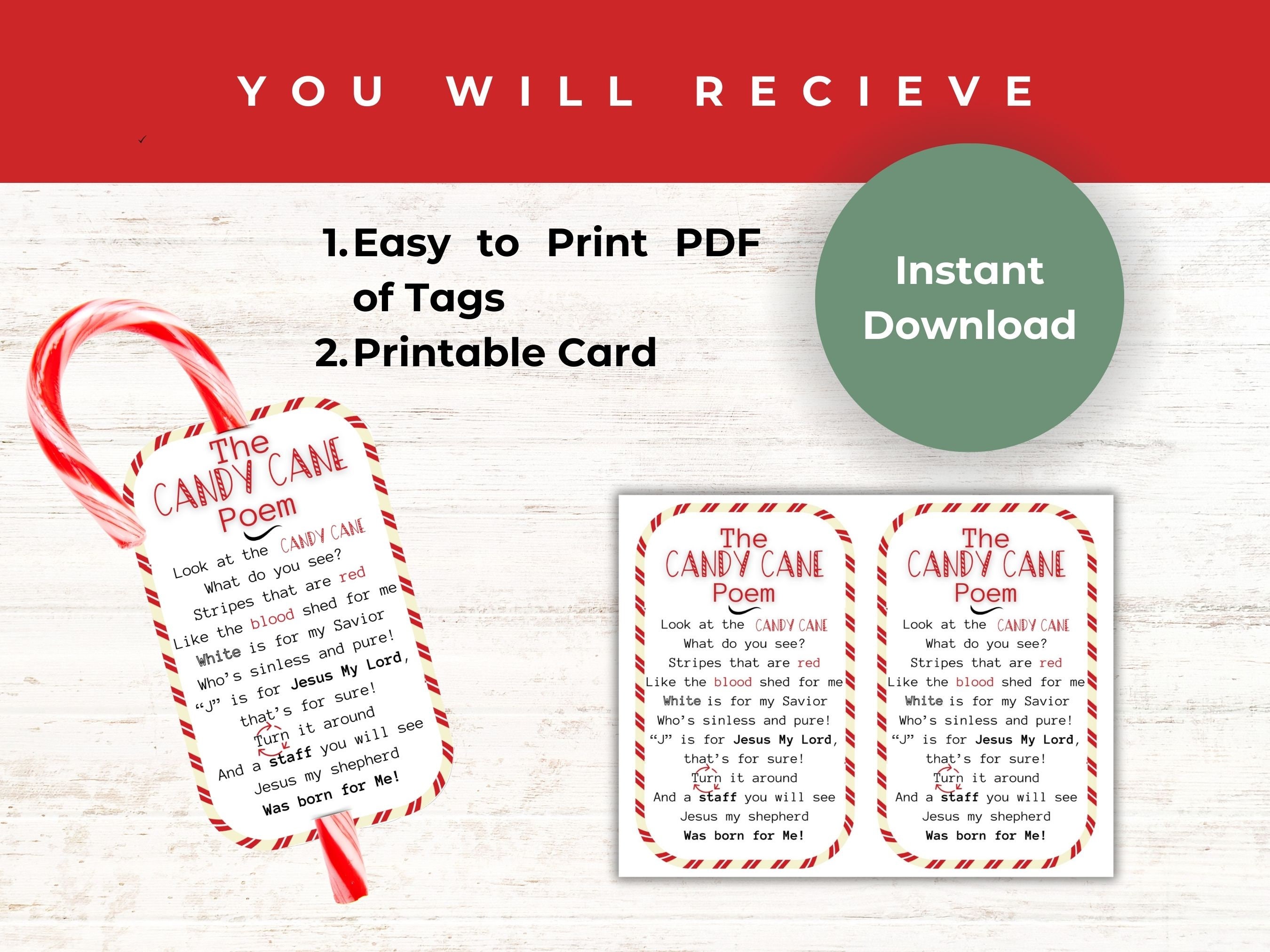 Candy Cane Poem | Candy Cane Tag | Candy Cane Gift | Candy Cane ...