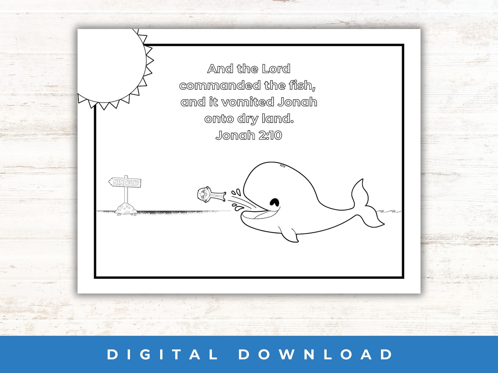 Jonah and the Whale Coloring Pages: Bible Story Activity (PDF) - Etsy