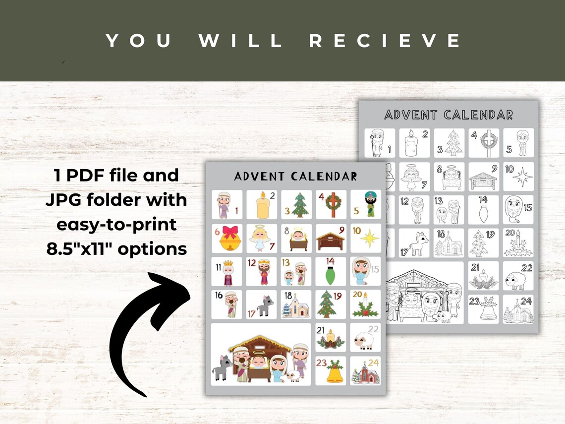 Printable Advent Calendar | Coloring Advent Calendar | Christmas ...