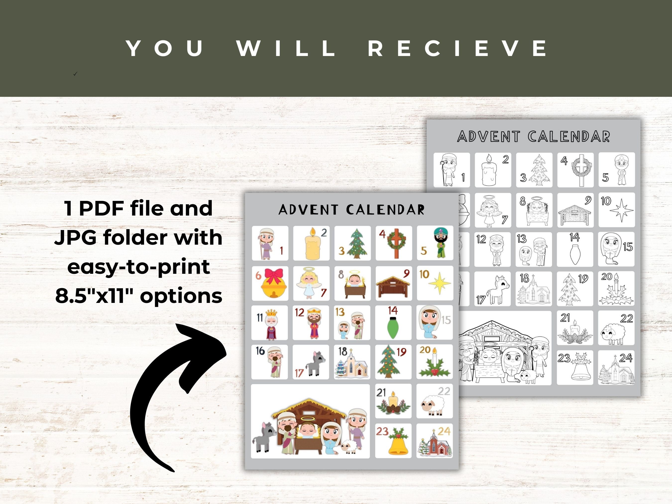 Printable Advent Calendar | Coloring Advent Calendar | Christmas ...