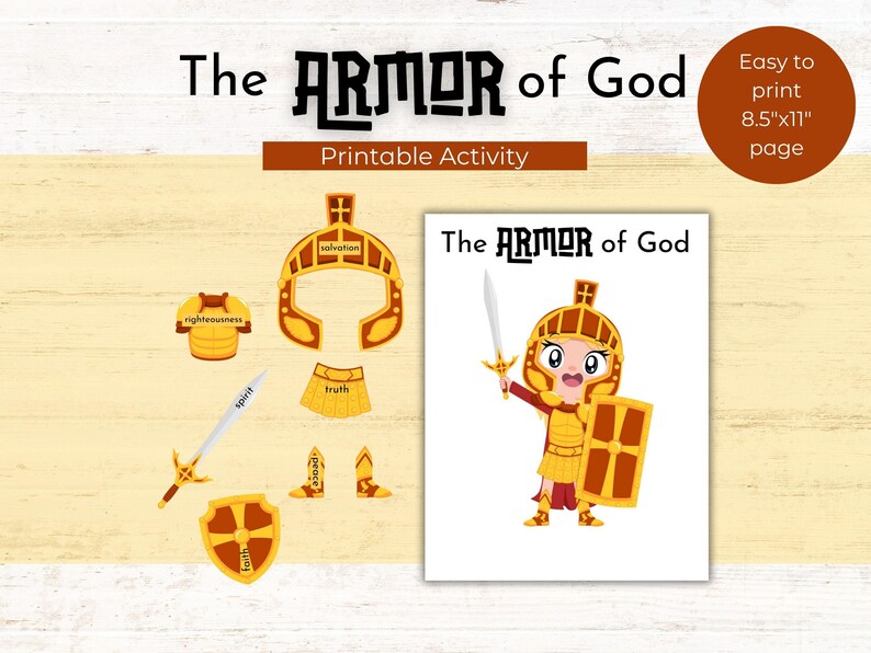 Armor of God Activity | Armor of God Printable | Sunday School Activity ...