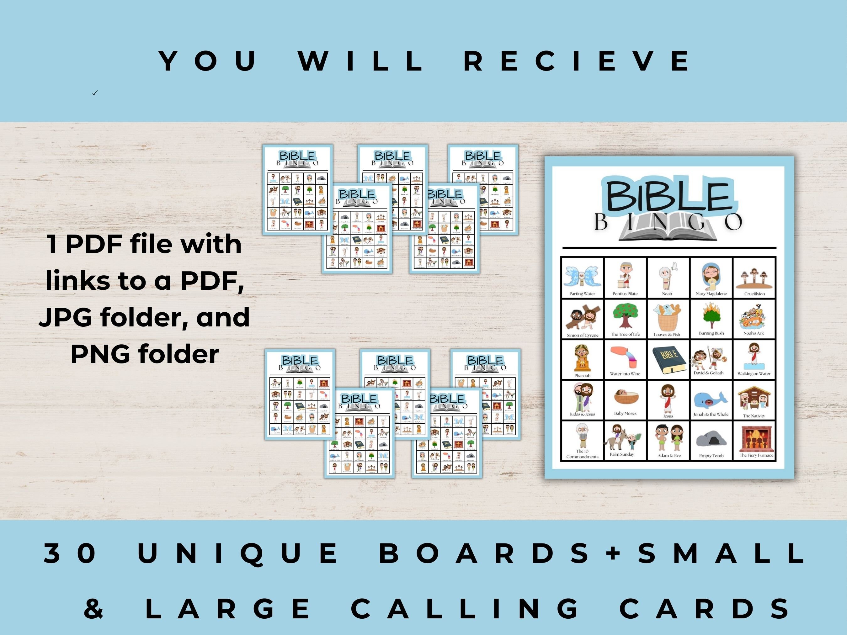 Bible Story Bingo: 30 Unique Cards (PDF Download) - Etsy