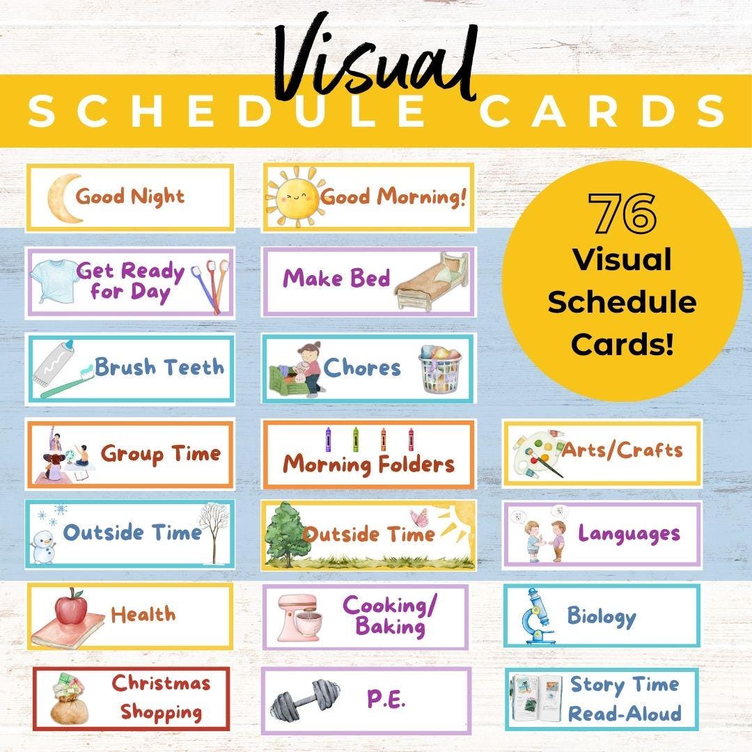 Visual Schedule Cards for Kids: Daily Routine Chart (PDF Download) - Etsy