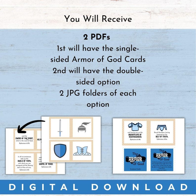 Armor of God Cards: Bible Lesson Activity (printable) - Etsy