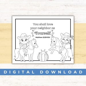 Cowboy Bible Verse Coloring Pages: Sunday School, VBS (PDF Download) - Etsy