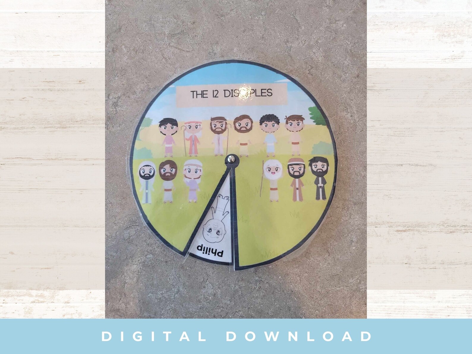 The 12 Disciples Coloring Spinner Wheel Kids Bible Lesson Sunday School ...