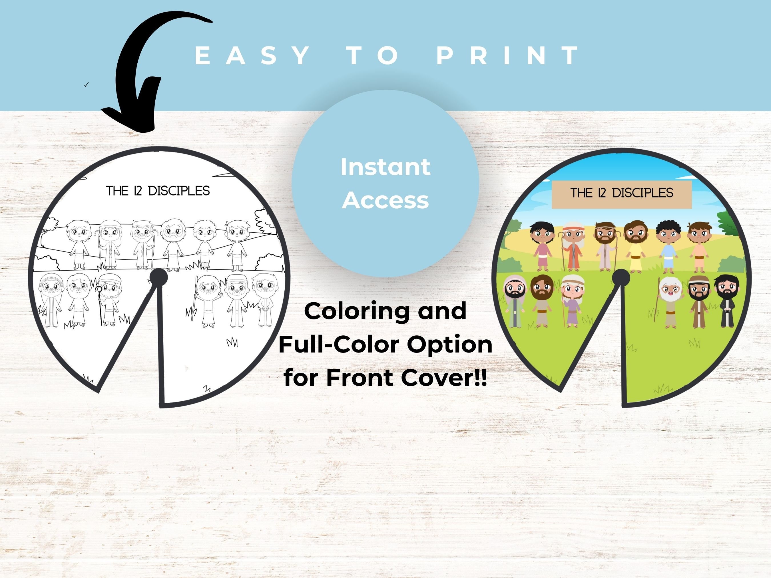 The 12 Disciples Coloring Spinner Wheel | Kids Bible Lesson| Sunday ...
