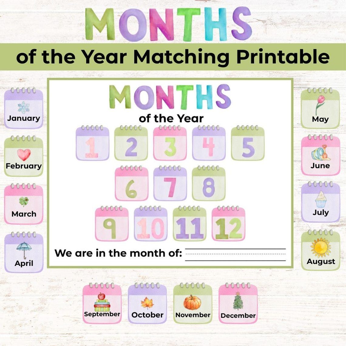 Months of the Year Printable | Matching Game | Memory Game | Homeschool ...