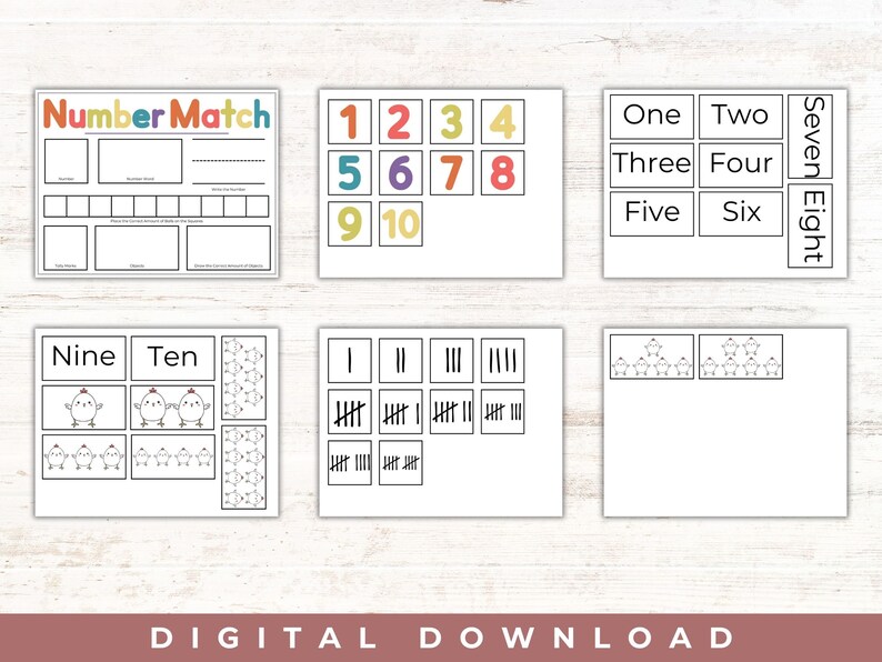 Numbers 1-10 Matching Number Sense Counting Activity Preschool Math ...