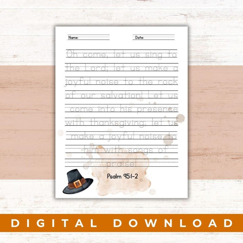 Thanksgiving Bible Verses for Kids | Bible Handwriting | - Etsy