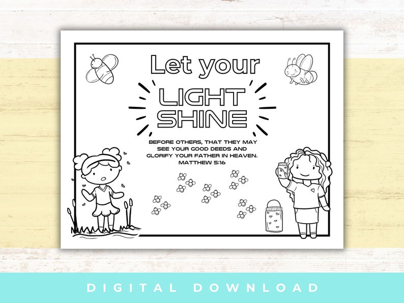 Let Your Light Shine Coloring Page | Matthew 5:16 | Sunday School Coloring | Bible Coloring ...