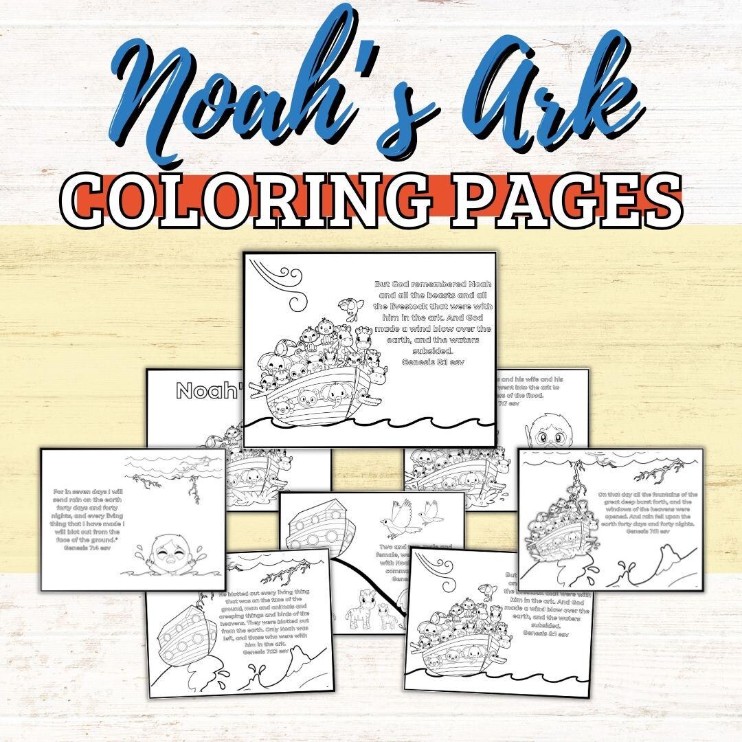 Noah's Ark Coloring Pages: Sunday School Bible Story (PDF Download) - Etsy