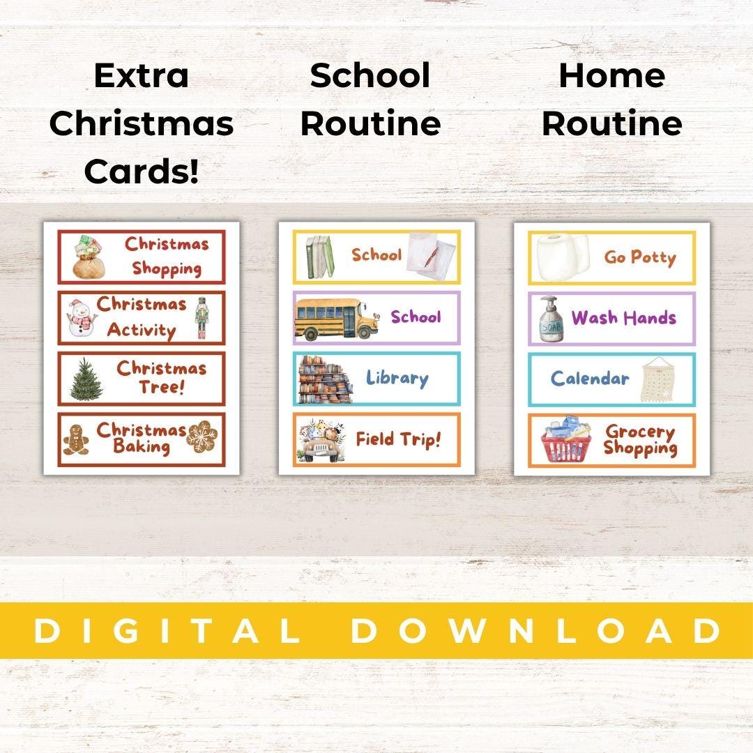 Visual Schedule Cards for Kids: Daily Routine Chart (PDF Download) - Etsy