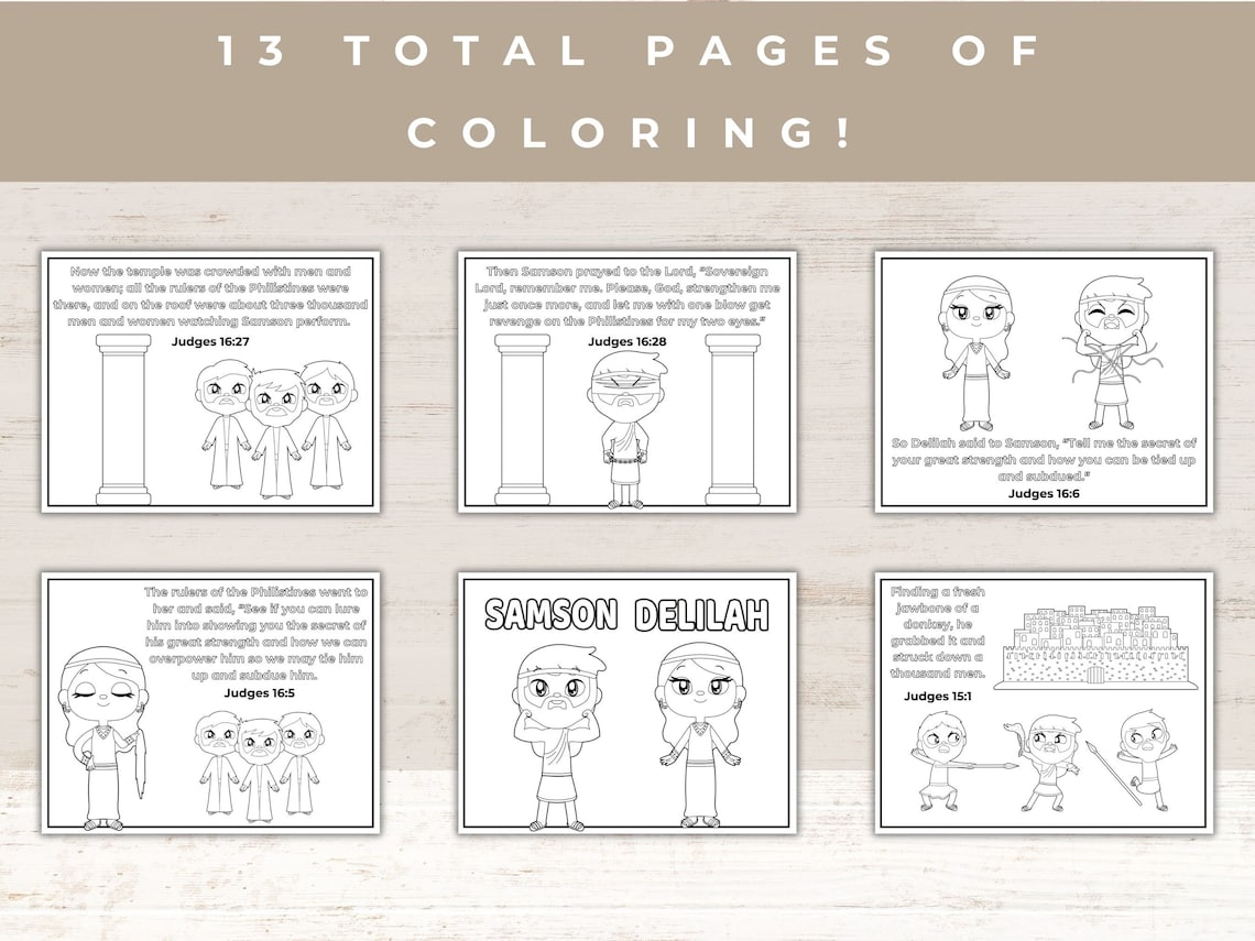 Samson and Delilah Coloring Pages Samson Craft Bible Story Crafts ...