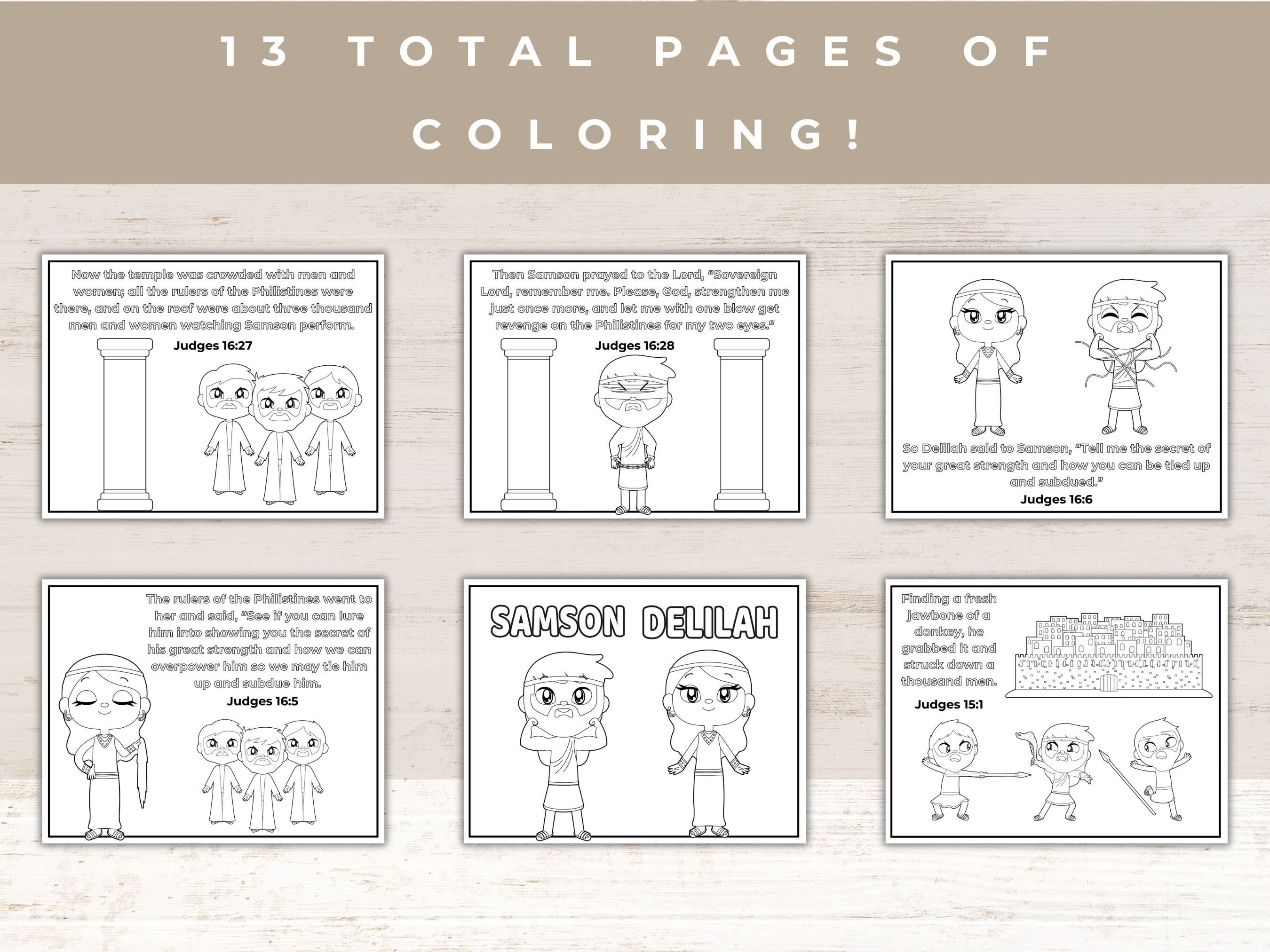 Samson and Delilah Coloring Pages | Bible Story Activity (digital ...