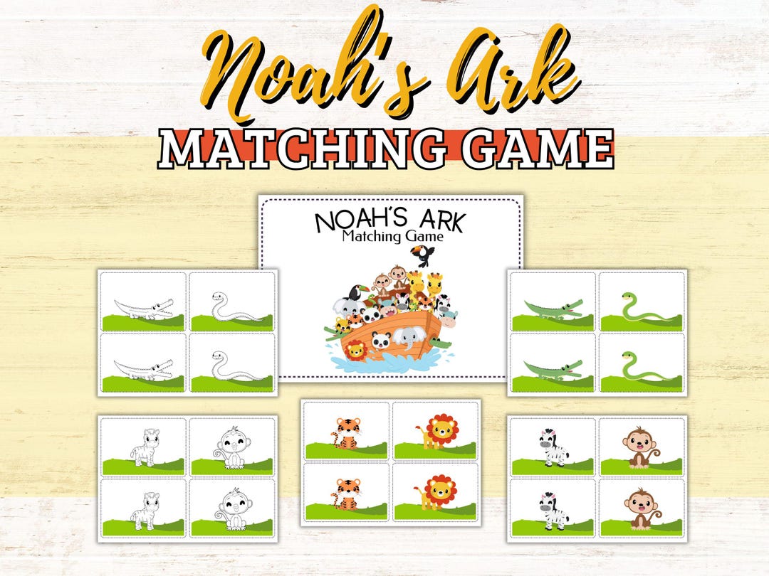 Noah's Ark Matching Game | Noah's Ark Printables | Coloring Activity ...