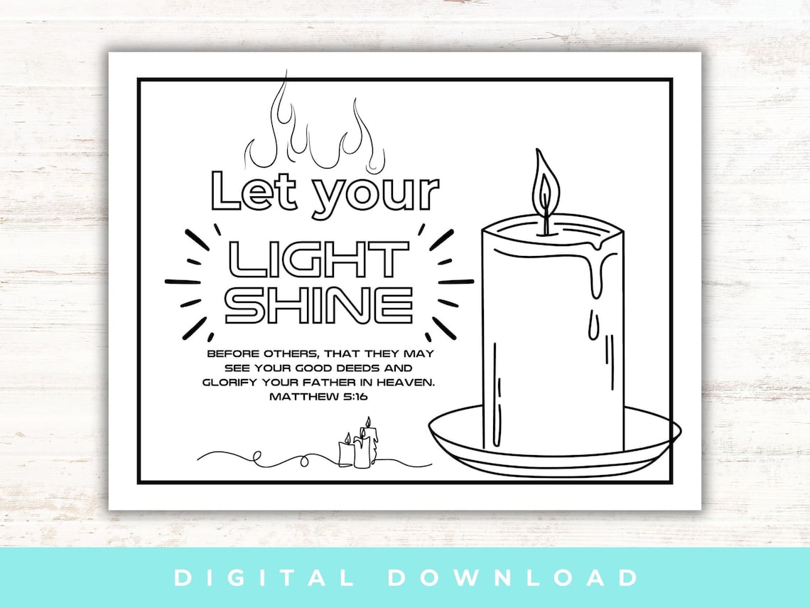 Let Your Light Shine Coloring Page | Matthew 5:16 | Sunday School ...
