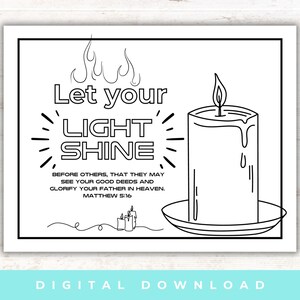 Let Your Light Shine Coloring Page | Matthew 5:16 | Sunday School ...