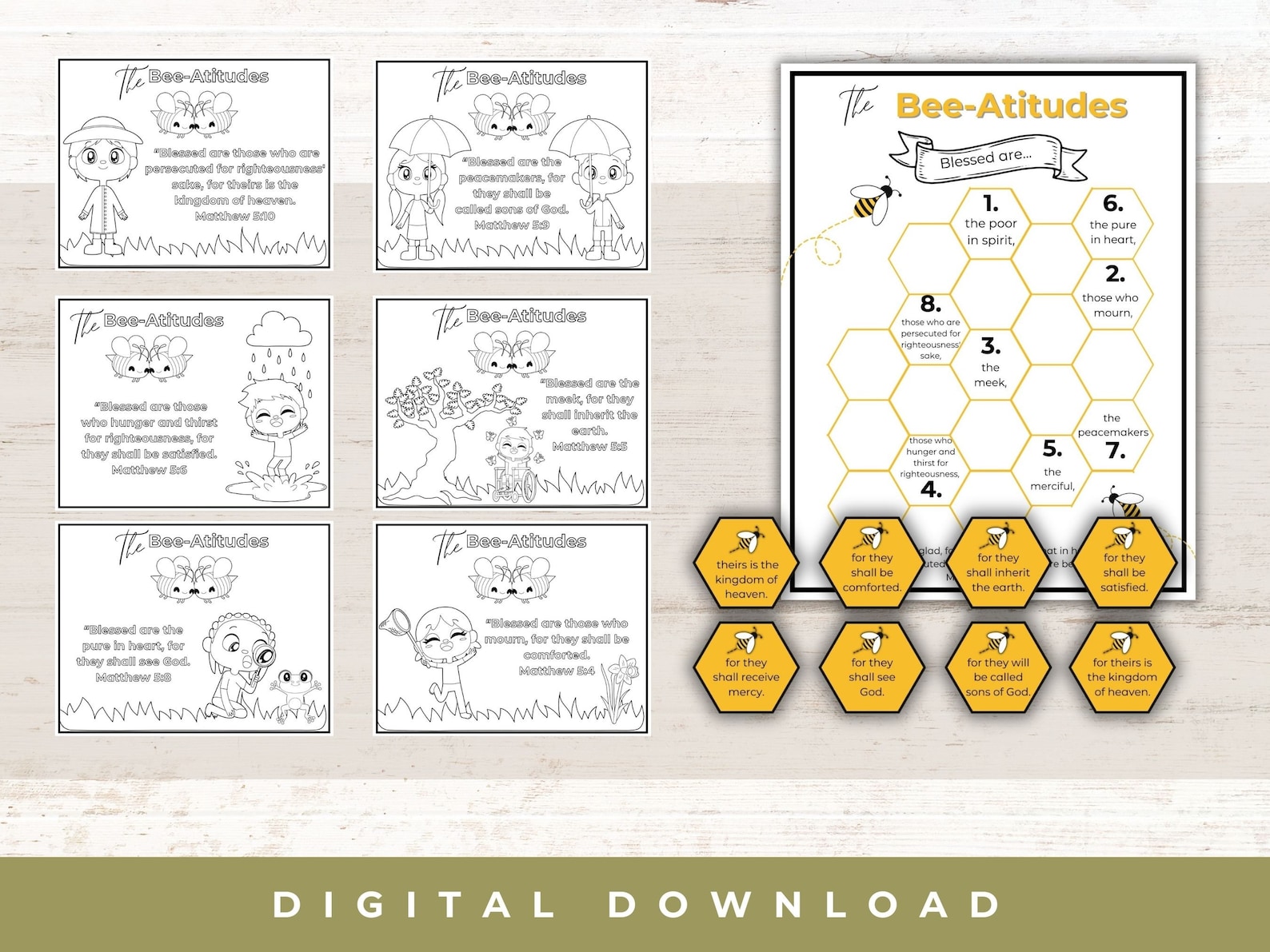 Beatitudes Kids Activity | Coloring Pages | Printable Bible Verse Game ...