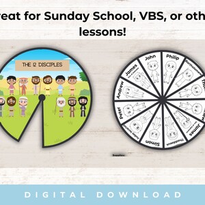 The 12 Disciples Coloring Spinner Wheel | Kids Bible Lesson| Sunday ...