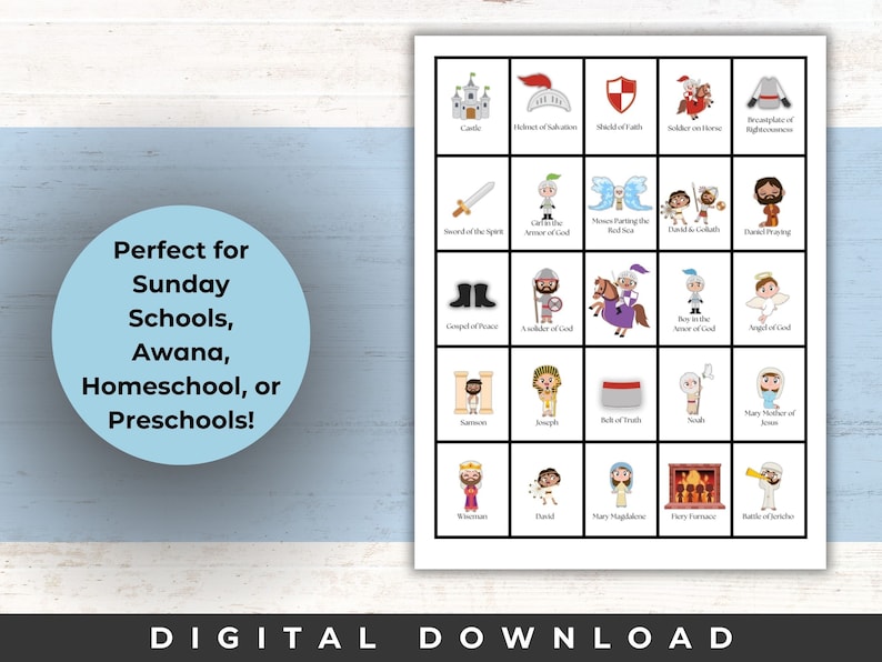 Armor of God Bingo Game: Sunday School Activity (printable) - Etsy