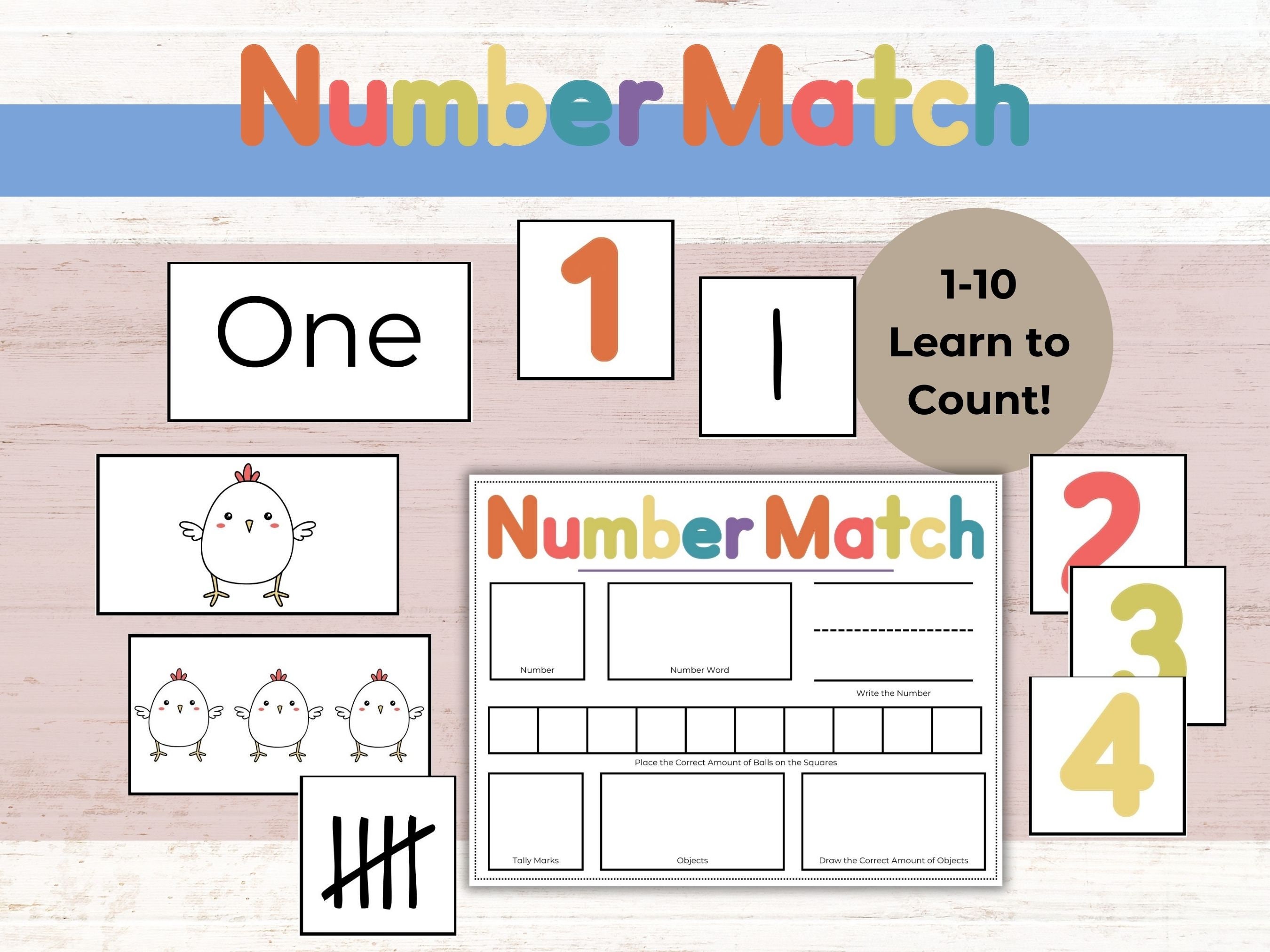 Numbers 1-10 Matching | Number Sense | Counting Activity | Preschool ...
