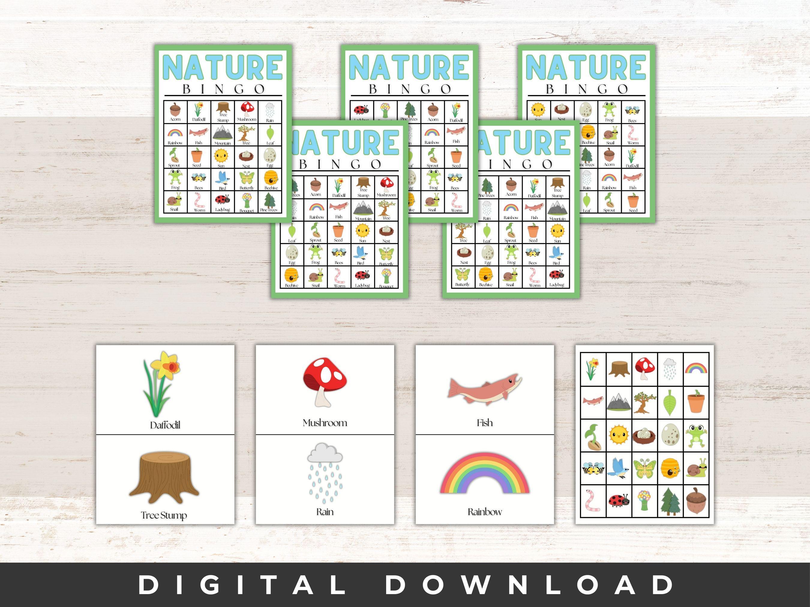 Nature Bingo Printable Nature Study Backyard Scavenger Hunt Outdoor Kid ...