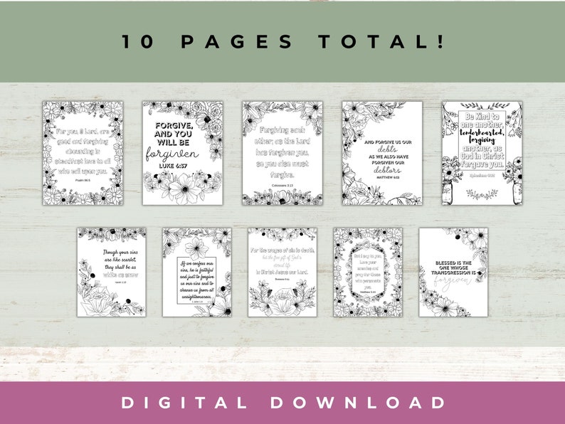 Forgiveness Bible Verse Coloring Pages: Adult Scripture (PDF) - Etsy
