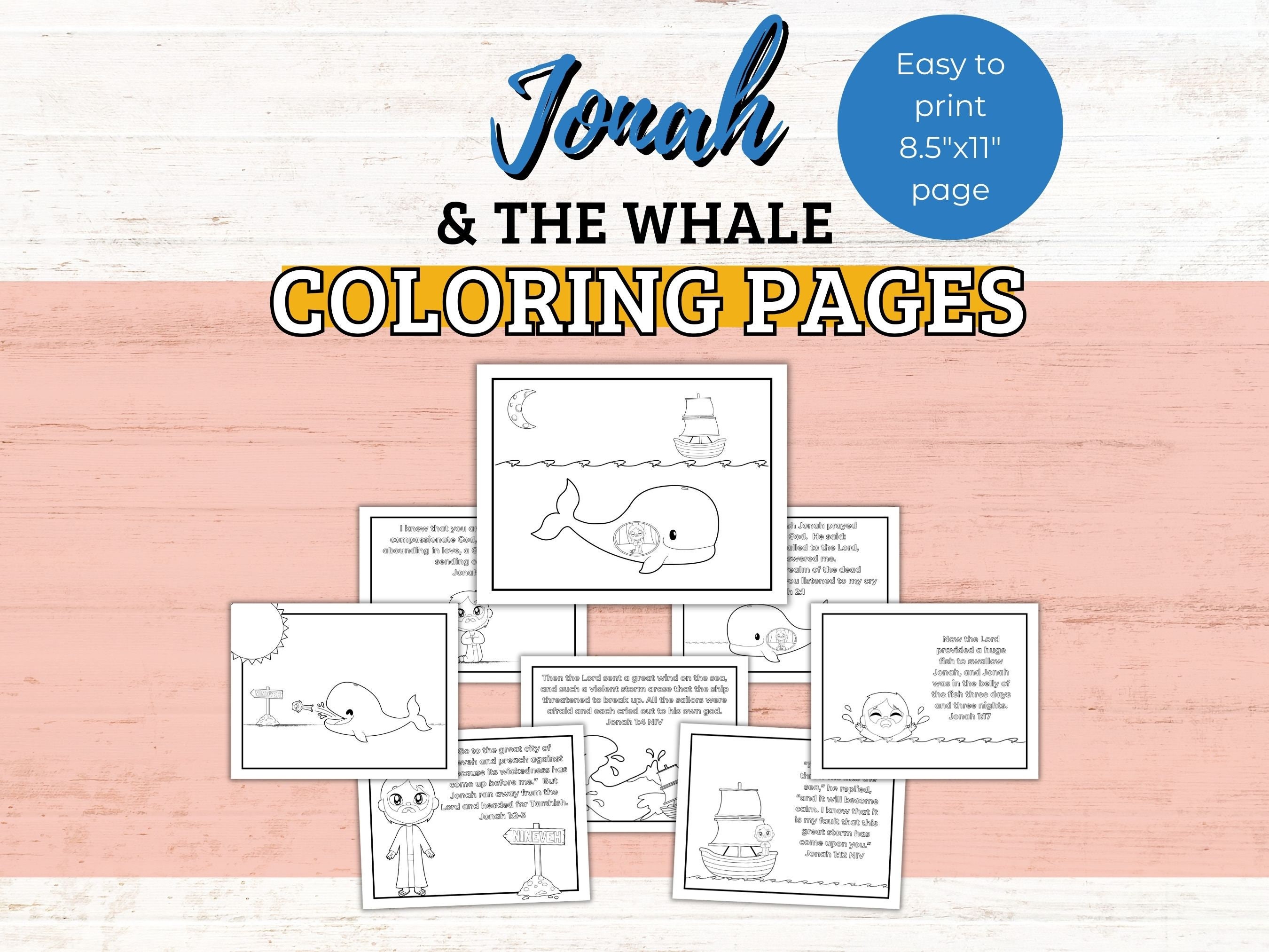 Jonah and the Whale Coloring Pages | Bible Activities | Bible Coloring ...