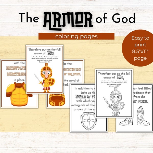 Armor of God Printable Coloring Pages - Etsy