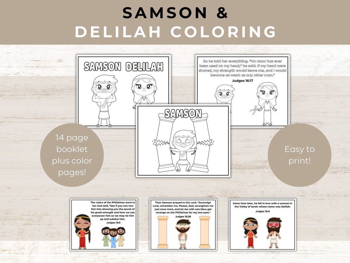 Samson and Delilah | Coloring Pages | Samson Craft | Bible Story Crafts ...