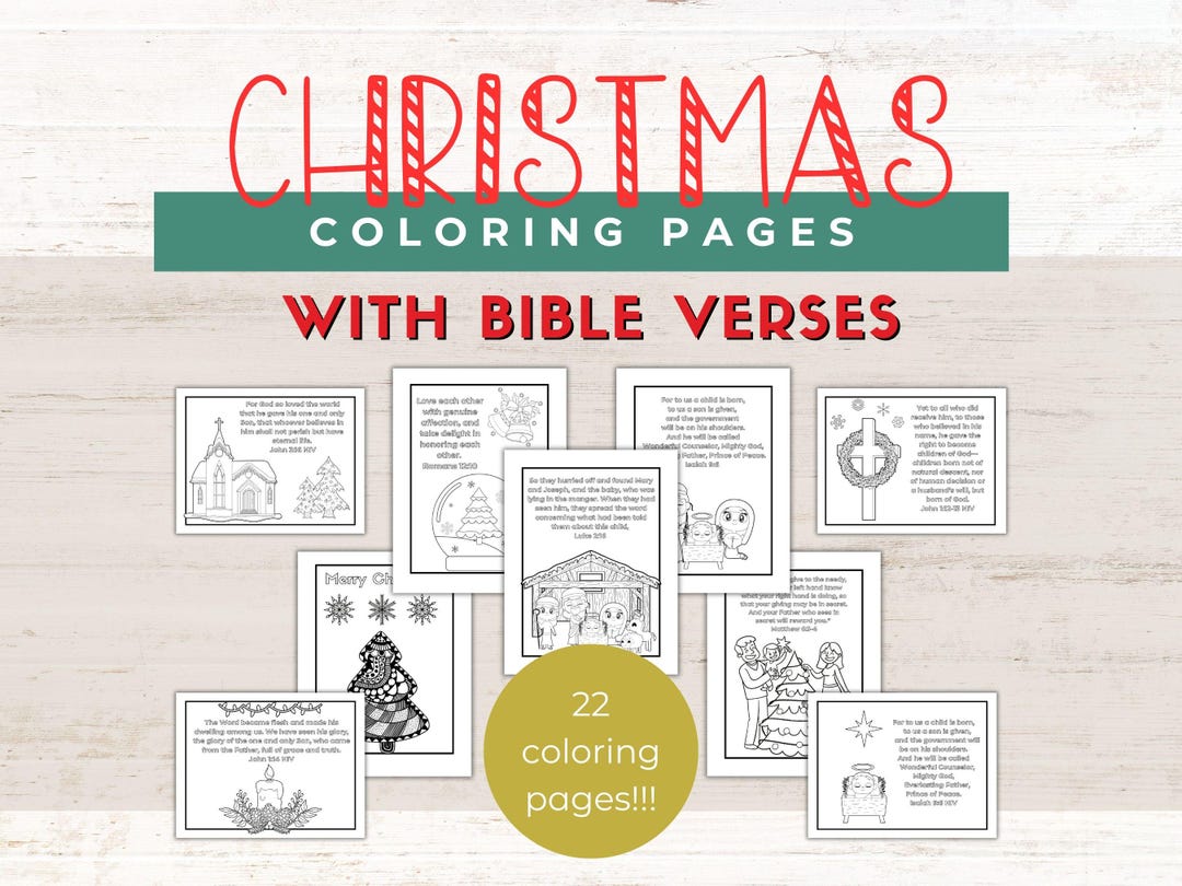 Christmas Coloring Pages With Bible Verses | Christmas Printables - Etsy